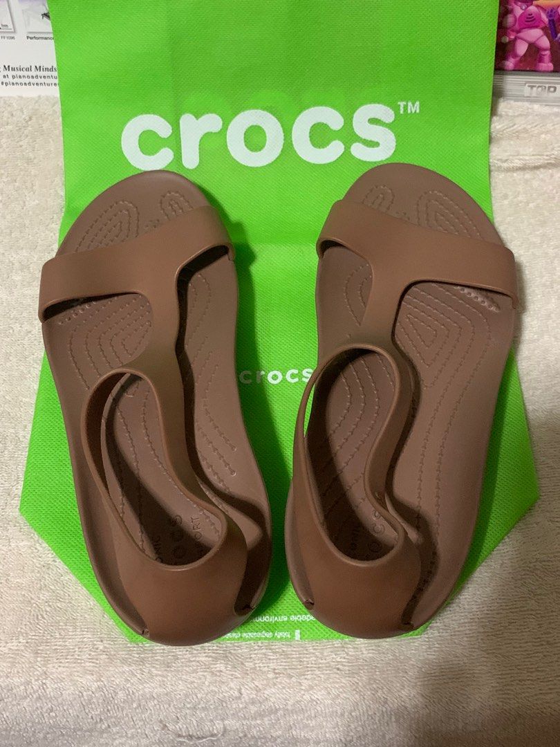 Crocs Serena brown sandals (size W7), Women's Fashion, Footwear, Flats & Sandals on Carousell