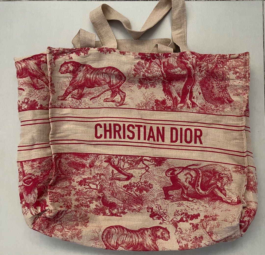 Christian Dior Riviera Linen Tote Red, Women's Fashion, Bags & Wallets ...