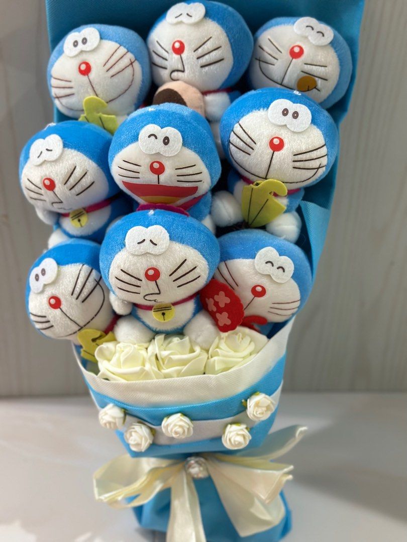 Doraemon Plush Valentine Flower, Hobbies & Toys, Toys & Games on Carousell