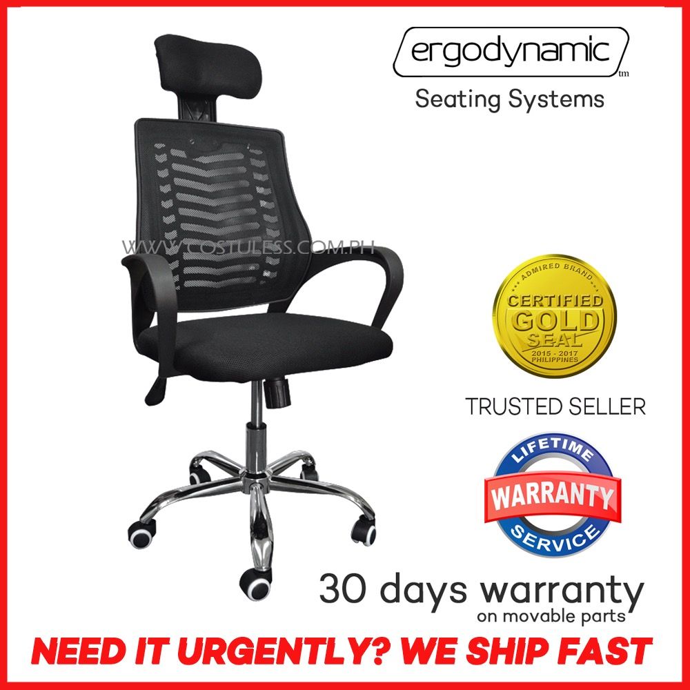 Ergodynamic EHC-P14 High Back Mesh Office Chair with Headrest, Home ...