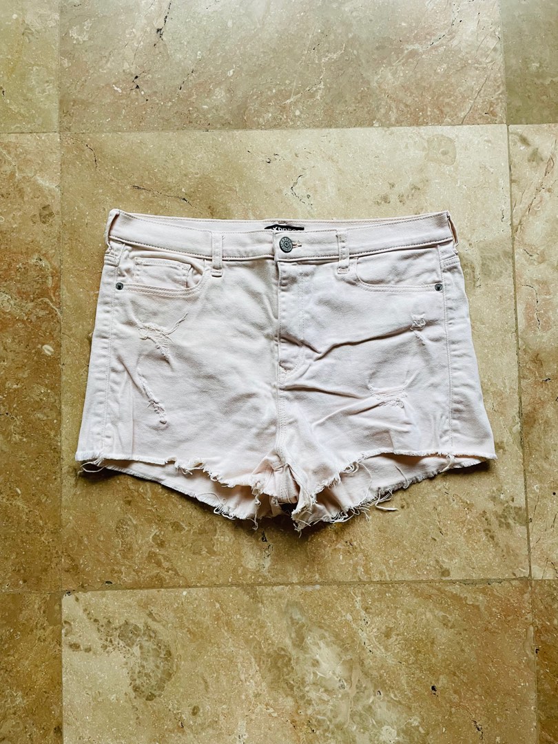 Express Light Pink Shorts, Denim on Carousell