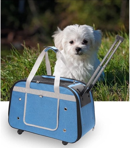 Foldable Pet Carrier with wheels Trolley Rolling Travel Trolley For ...