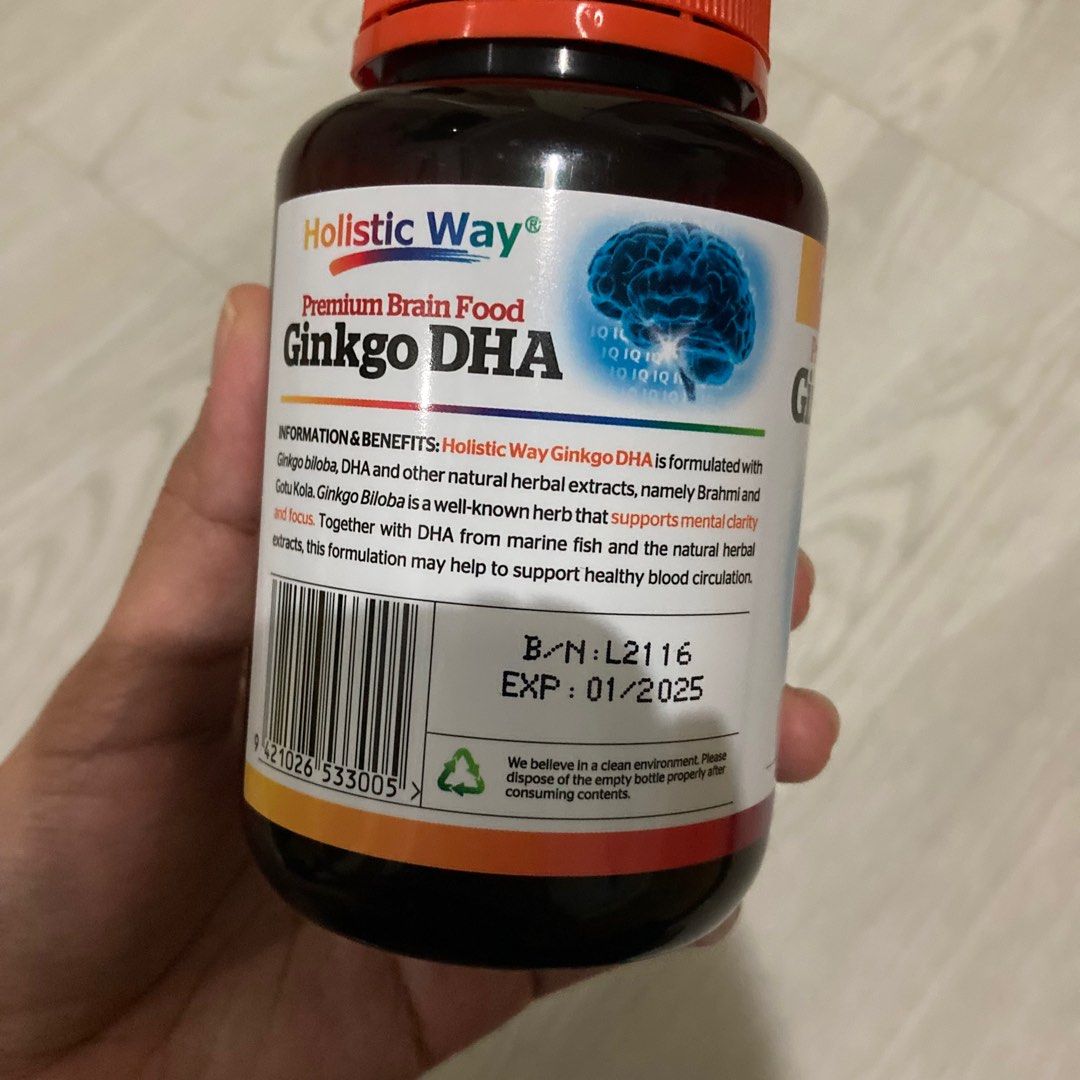 Gingko DHA Holistic Way 60capsules, Health & Nutrition, Health ...