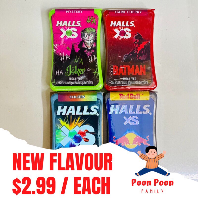 Halls XS (LIMITED EDITION) Redbull Joker Batman Colours, Food & Drinks ...