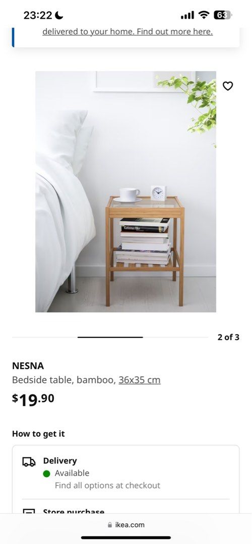 IKEA Nesna bedside table bamboo, Furniture & Home Living, Furniture ...