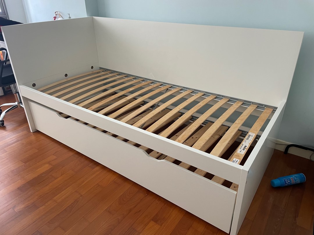 IKEA Single Bed frame with pull out bed, Furniture & Home Living ...