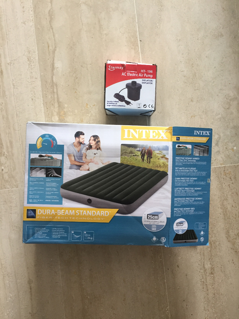 Intex Air Bed Mattress - Super Queen Size + Electric Pump, Furniture & Home Living, Furniture ...