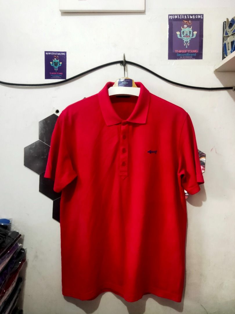 Kaos Polo Louis Castel Merah Fanta Small Logo Biru, Fesyen Pria ...
