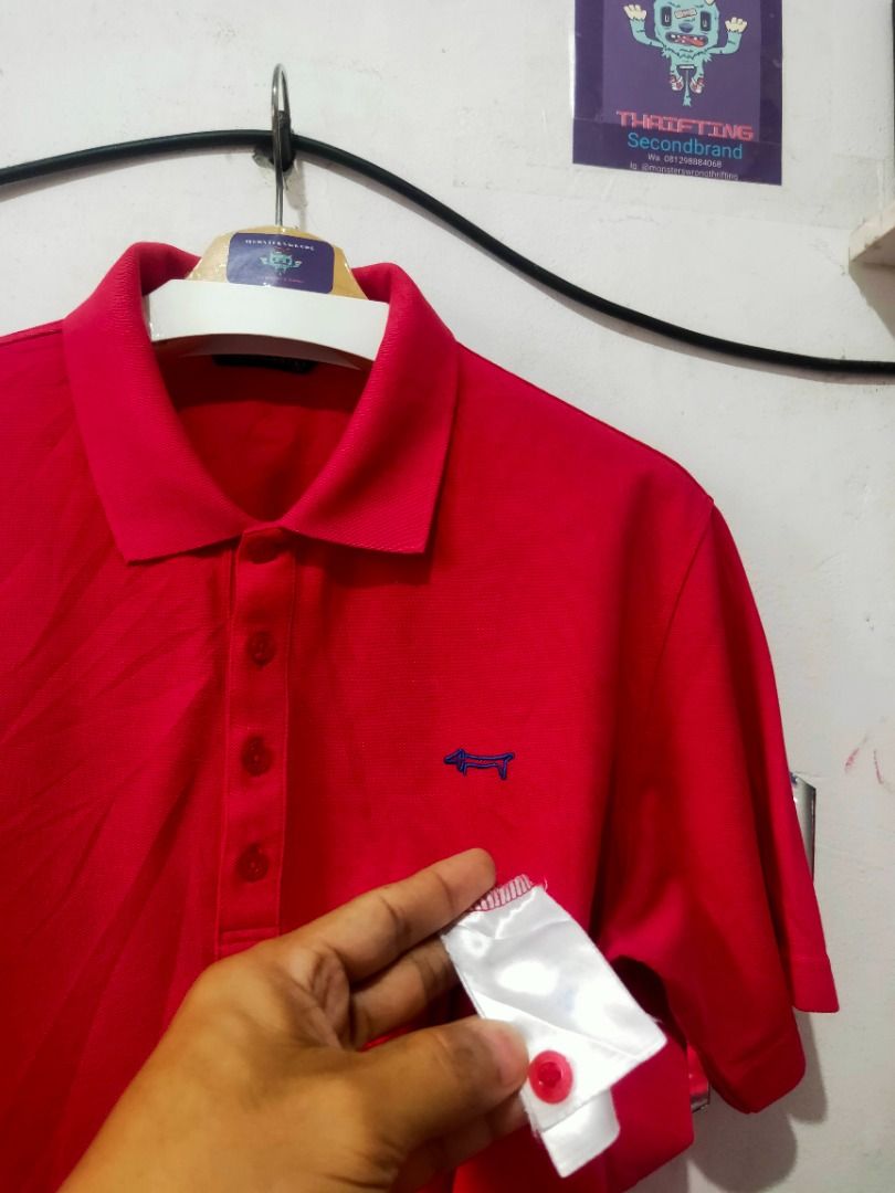 Kaos Polo Louis Castel Merah Fanta Small Logo Biru, Fesyen Pria ...