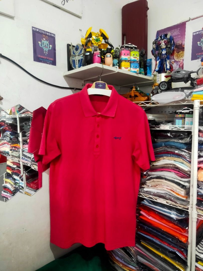 Kaos Polo Louis Castel Merah Fanta Small Logo Biru, Fesyen Pria ...