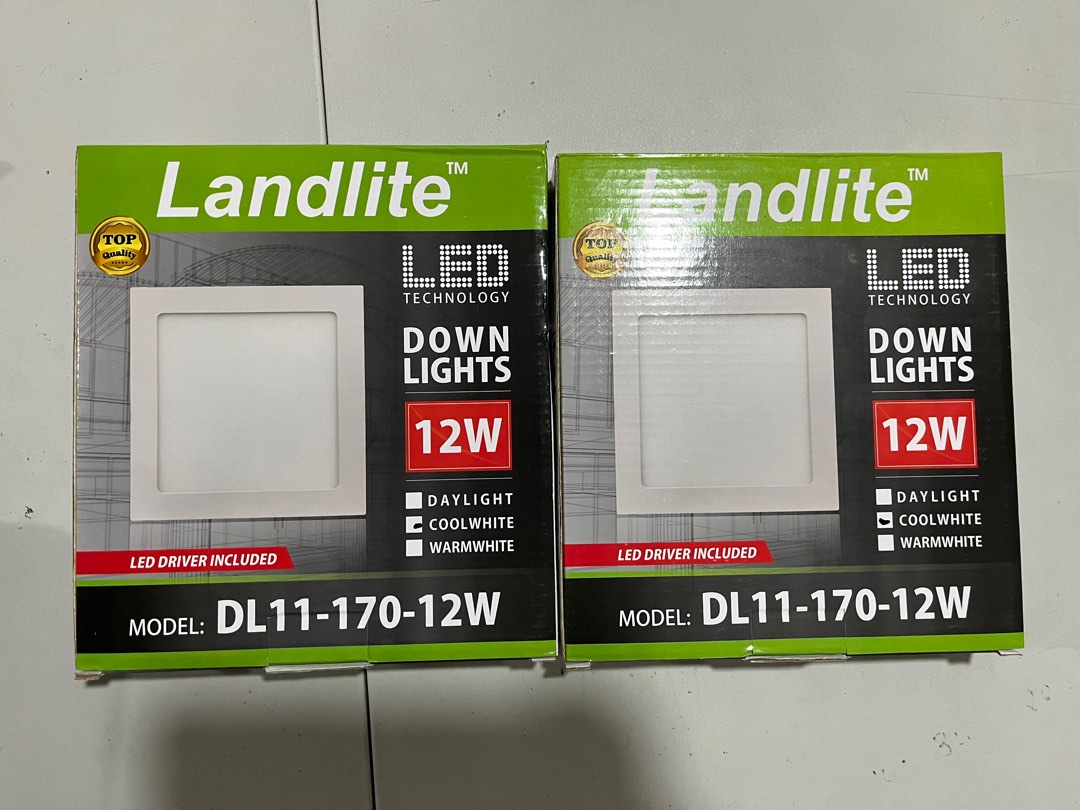 Landlite Down Lights DL11-170-12W Cool White, Furniture & Home Living ...