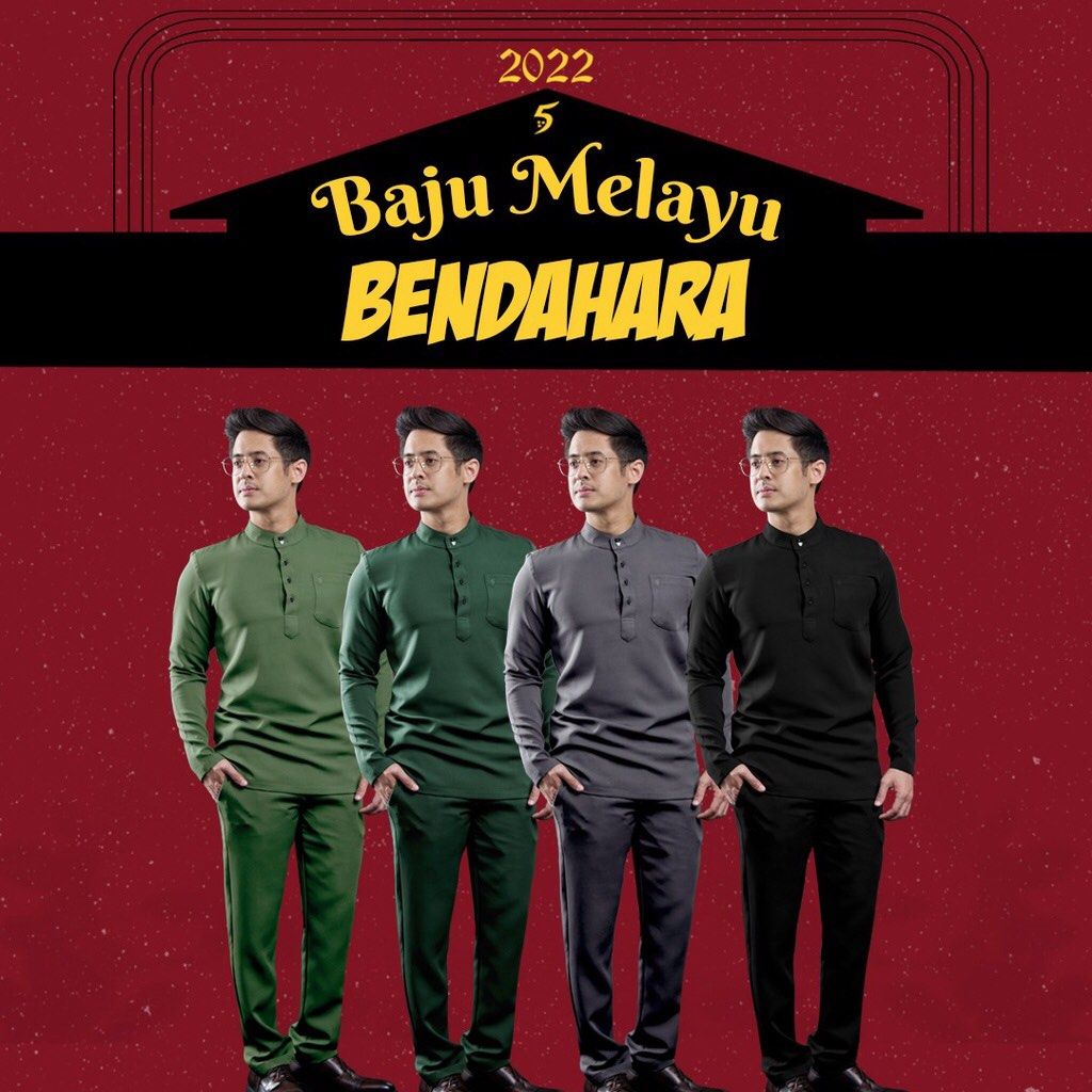 Lima waktu baju melayu bendahara, Men's Fashion, Muslim Wear, Baju ...