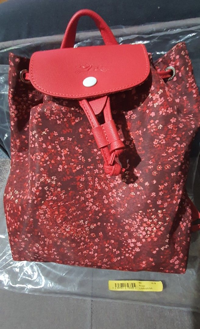 Longchamp Le Pliage Fleurs Backpack in Red., Women's Fashion, Bags ...