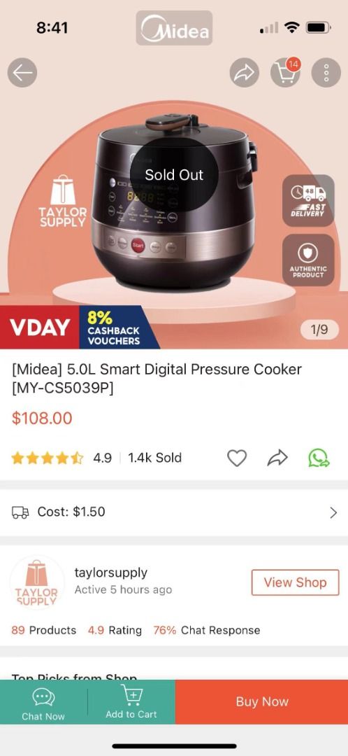 [Midea] 5.0L Smart Digital Pressure Cooker, TV & Home Appliances ...