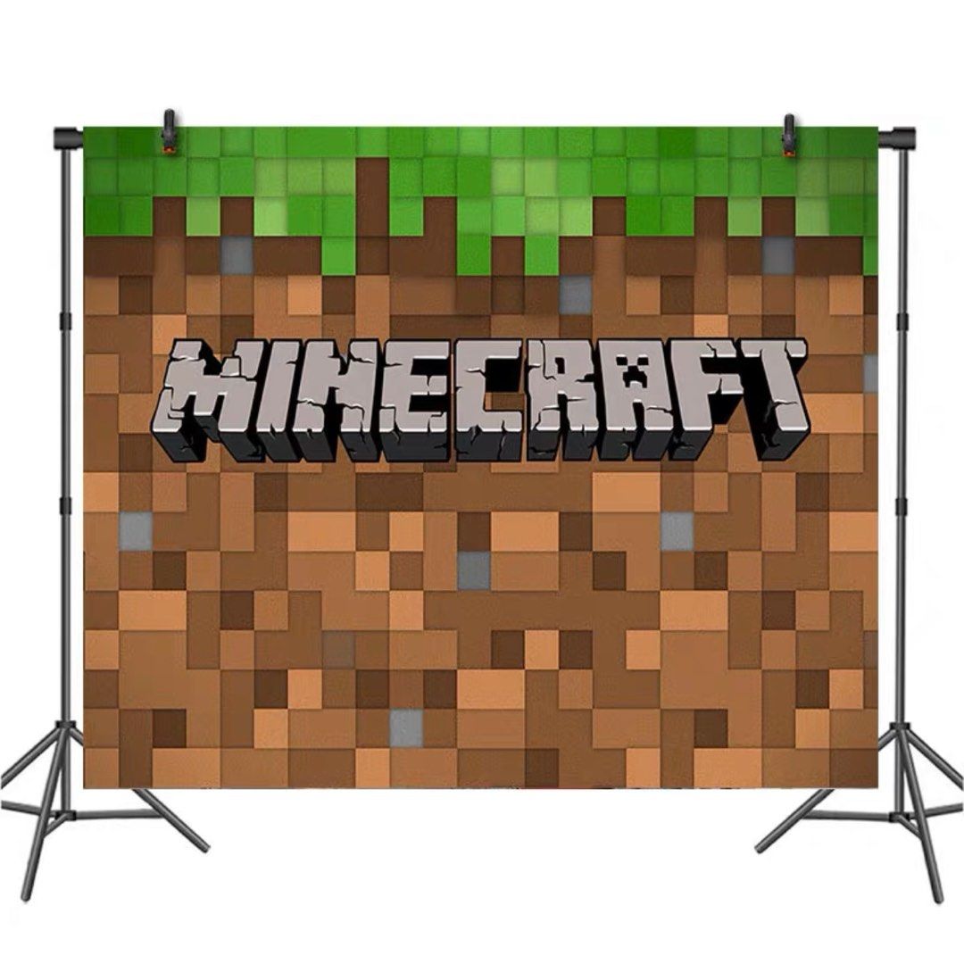 Minecraft party supplies- birthday banner backdrop / party deco ...
