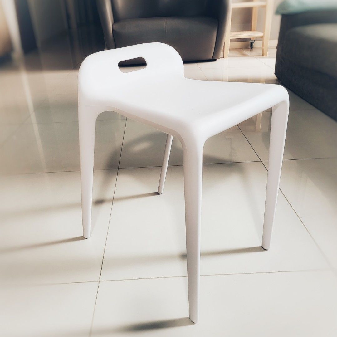 Minimalist White Plastic Stool, Furniture & Home Living, Furniture ...