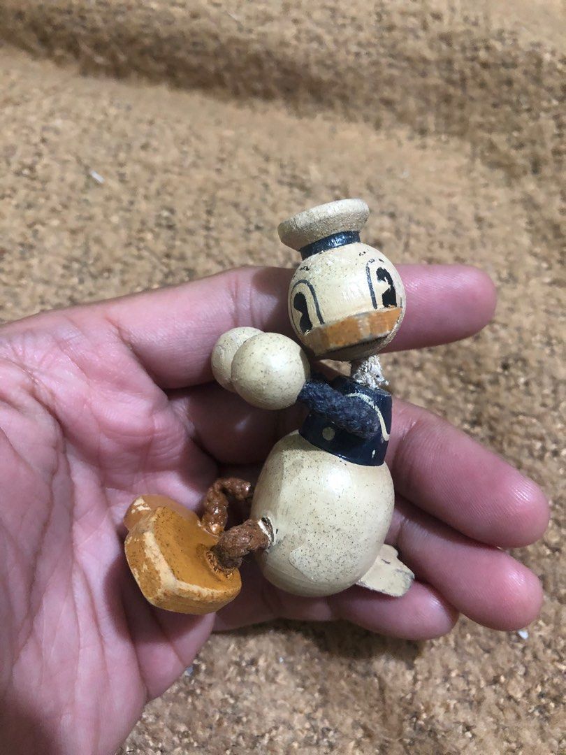 Old vintage donald duck wooden toy figure by young epoch, Hobbies ...