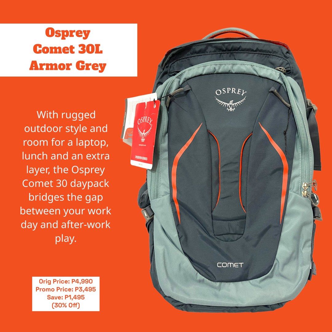 Osprey Comet 30L-Armor Grey, Men's Fashion, Bags, Backpacks on Carousell