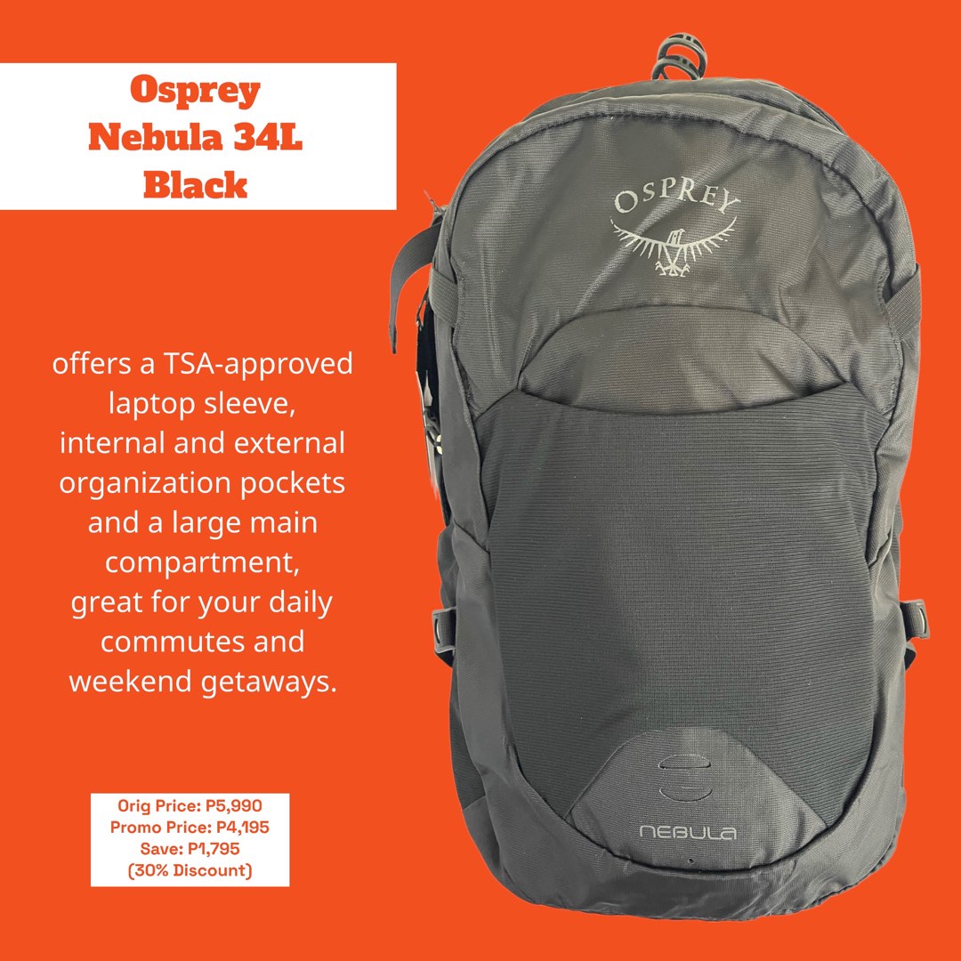 Osprey Nebula 34L-Black, Men's Fashion, Bags, Backpacks on Carousell