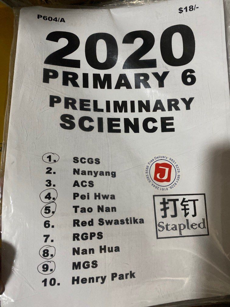 Primary 6 preliminary science (5 sets) 2020 include mailing, Hobbies ...