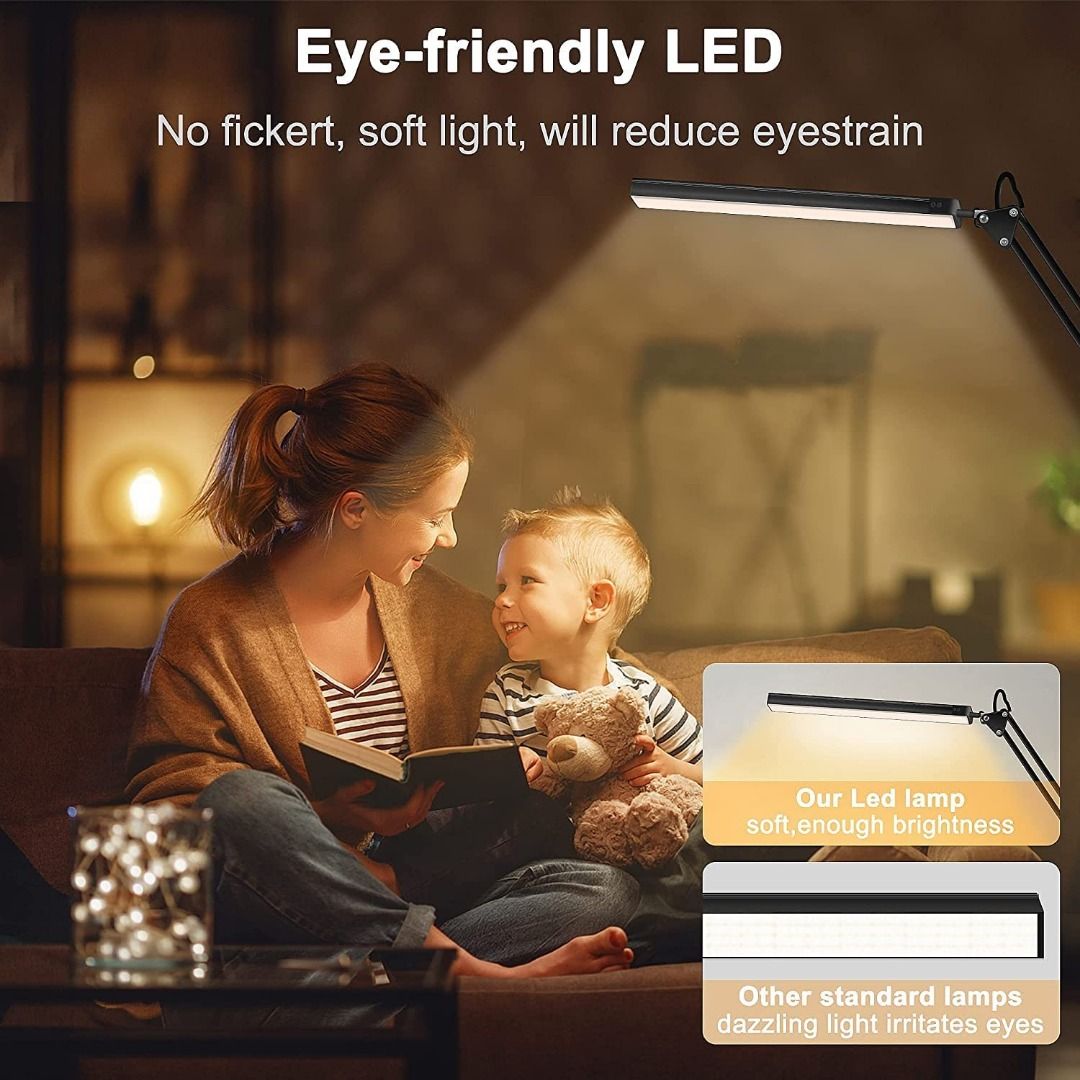 (readystock) LED Desk Lamp,Tobeape Adjustable Clamp Light, Eye-Caring ...