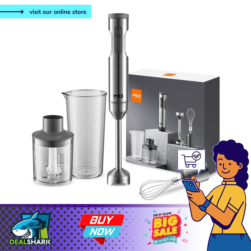 (readystock) MIUI Powerful 1000W 4-in-1 Hand Immersion Blender,9-Speed ...