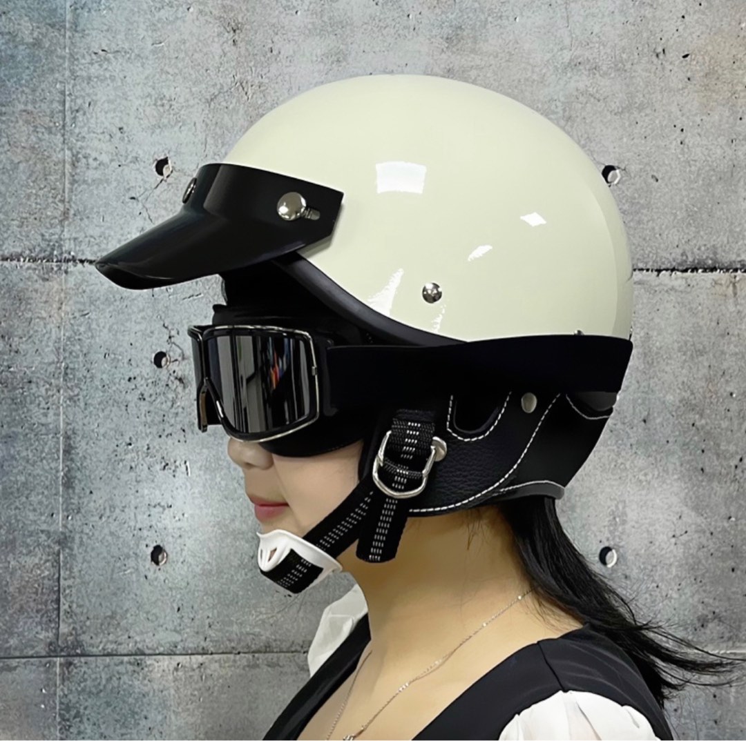 Retro Half Helmet, Motorcycles, Motorcycle Apparel on Carousell