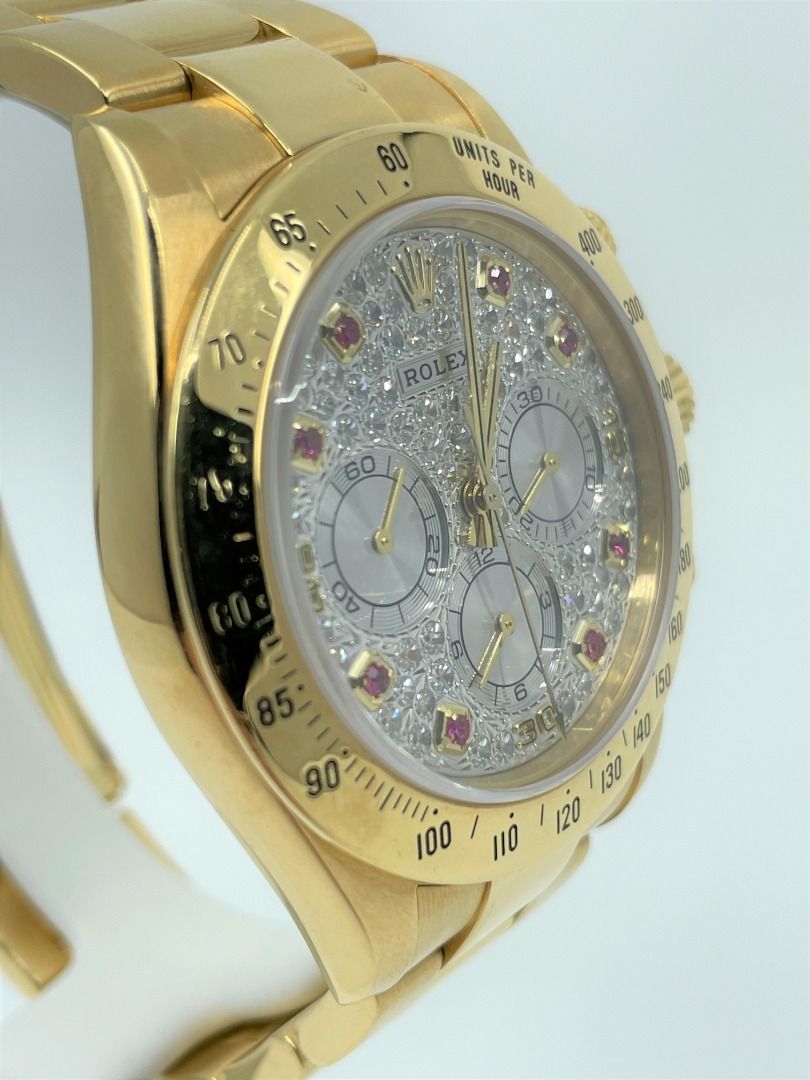 Rolex 16528 Daytona Yellow Gold, Diamond and Ruby-Set, 名牌, 手錶 - Carousell