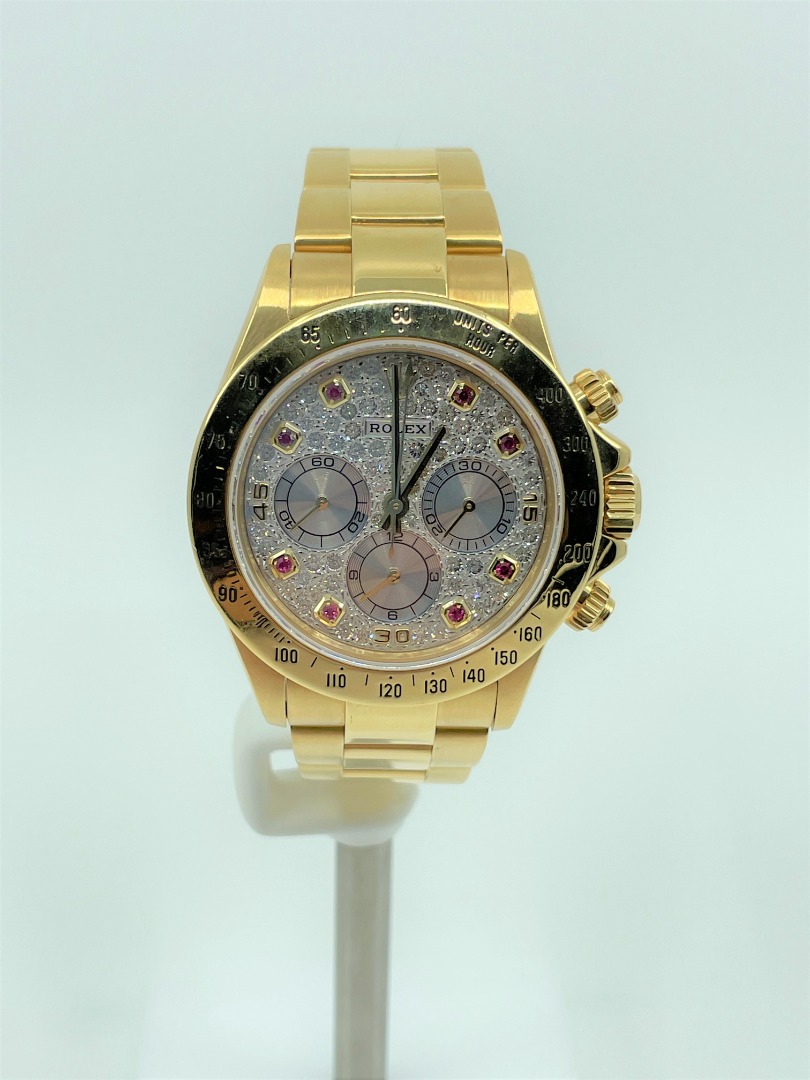Rolex 16528 Daytona Yellow Gold, Diamond and Ruby-Set, 名牌, 手錶 - Carousell