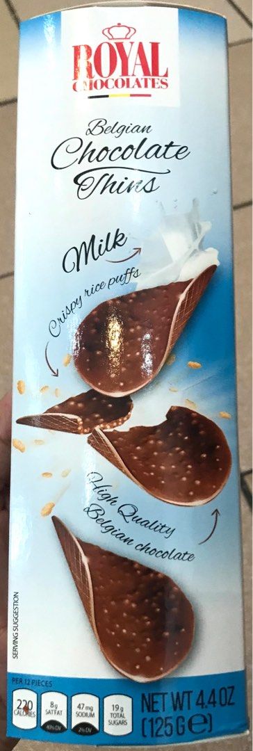 Royal Chocolates Milk Belgian Chocolate Thins with Crispy Rice Puffs ...