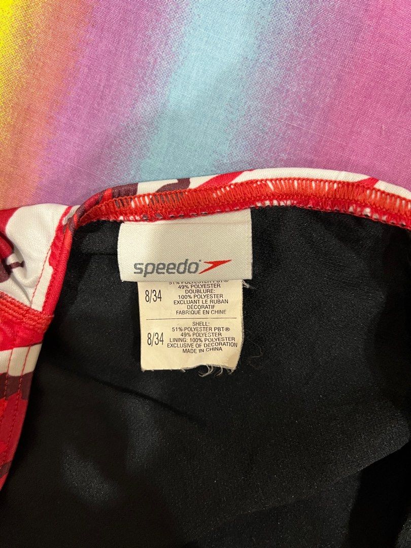 Speedo Tri-colored Red Swimsuit on Carousell