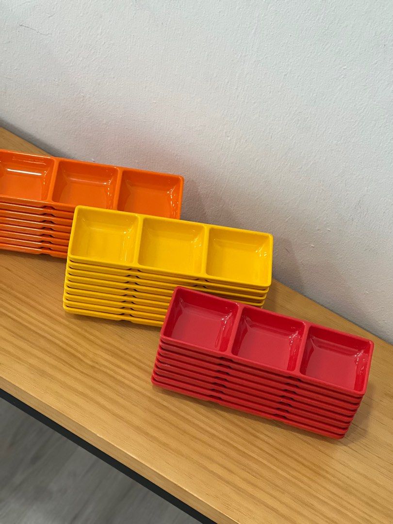 3-Compartment Condiment Plates, Furniture & Home Living, Kitchenware ...