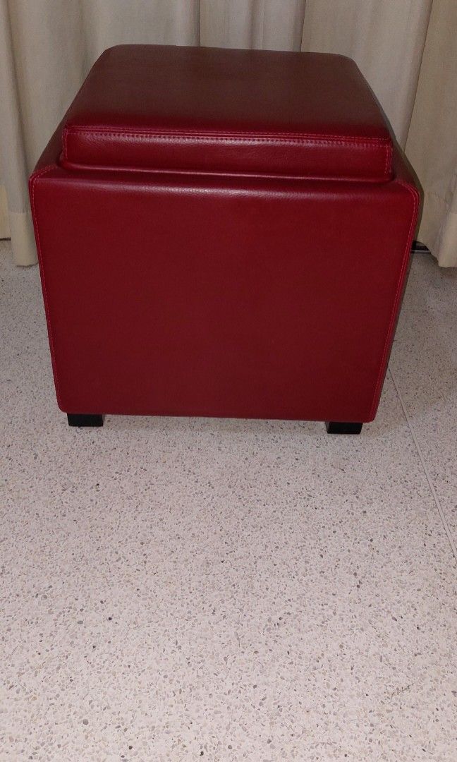Red foot stool with storage compartment, Furniture & Home Living ...