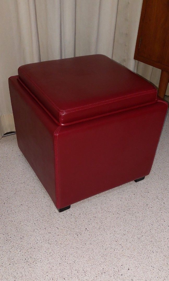 Red foot stool with storage compartment, Furniture & Home Living ...