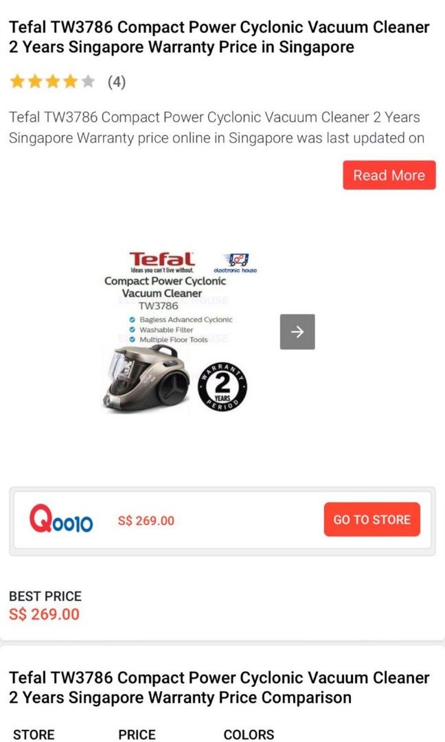 Tefal TW3786 Compact Power Cyclonic Vacuum Cleaner (2000W), TV & Home ...