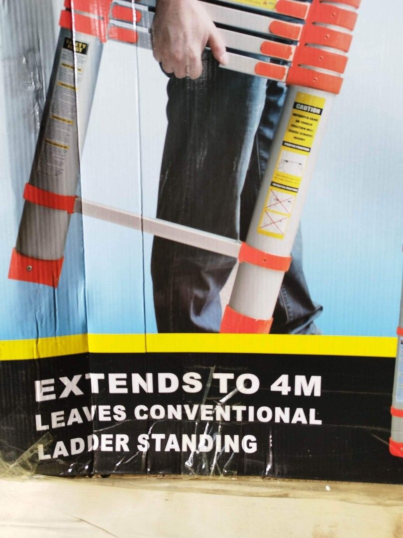 TELESCOPIC LADDER 4 meters, Furniture & Home Living, Home Improvement ...