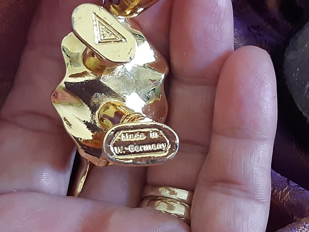 Vintage BMF gold plated German boy and girl with goose candle holder ...