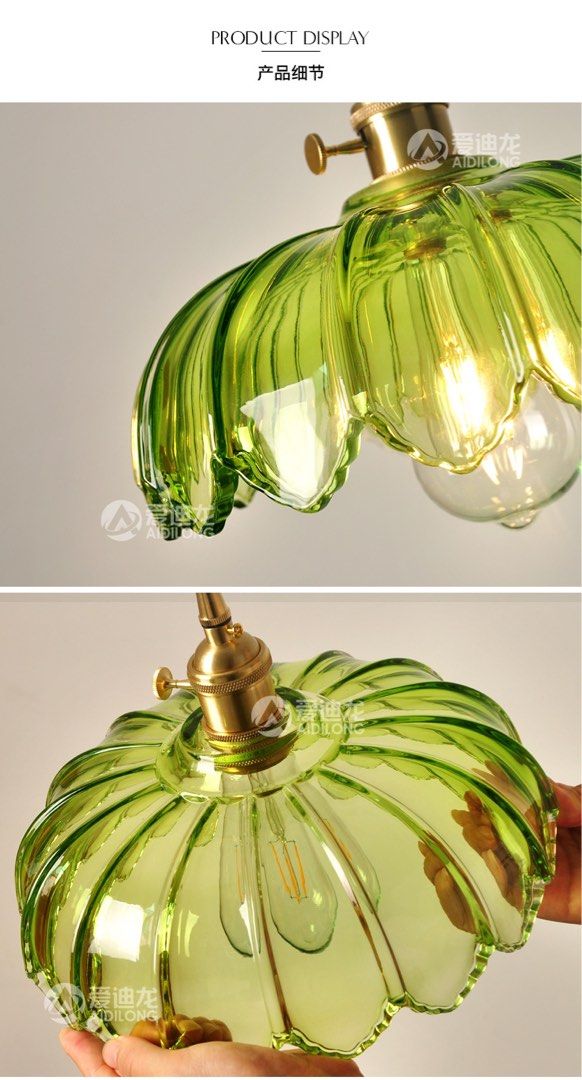 Vintage green ceiling pendent light, Furniture & Home Living, Lighting ...