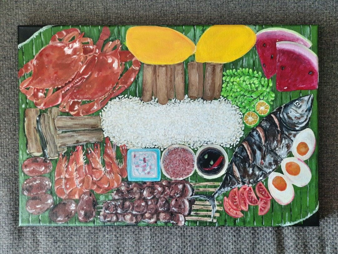 Acrylic Painting, boodle fight, Filipino fod, Furniture & Home Living ...