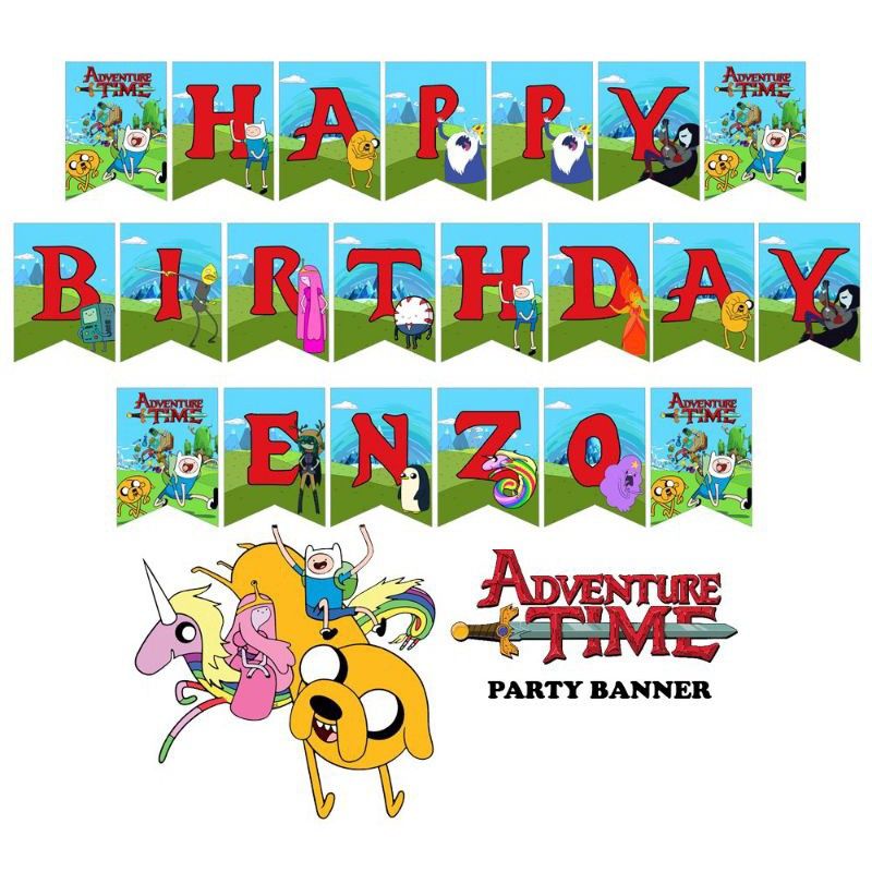 Adventure Time Theme Birthday Party Banner Decoration Personalized ...