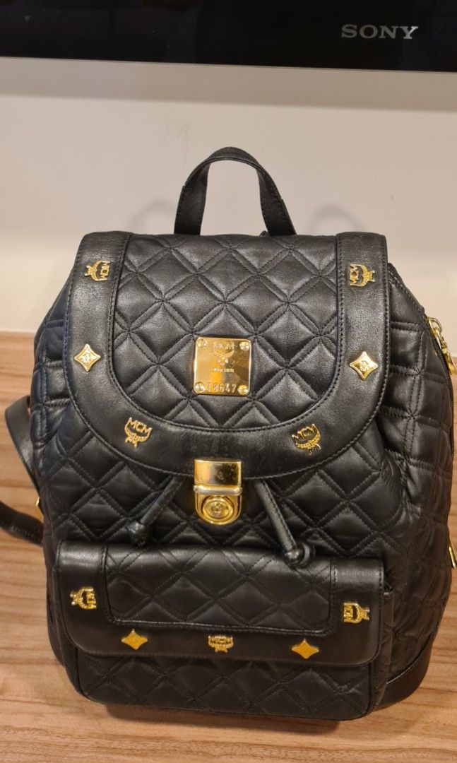 Authentic MCM quilted backpack, Women's Fashion, Bags & Wallets ...