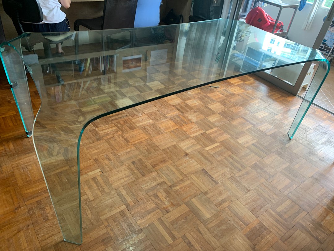 Beautiful one-piece glass dining table, Furniture & Home Living ...