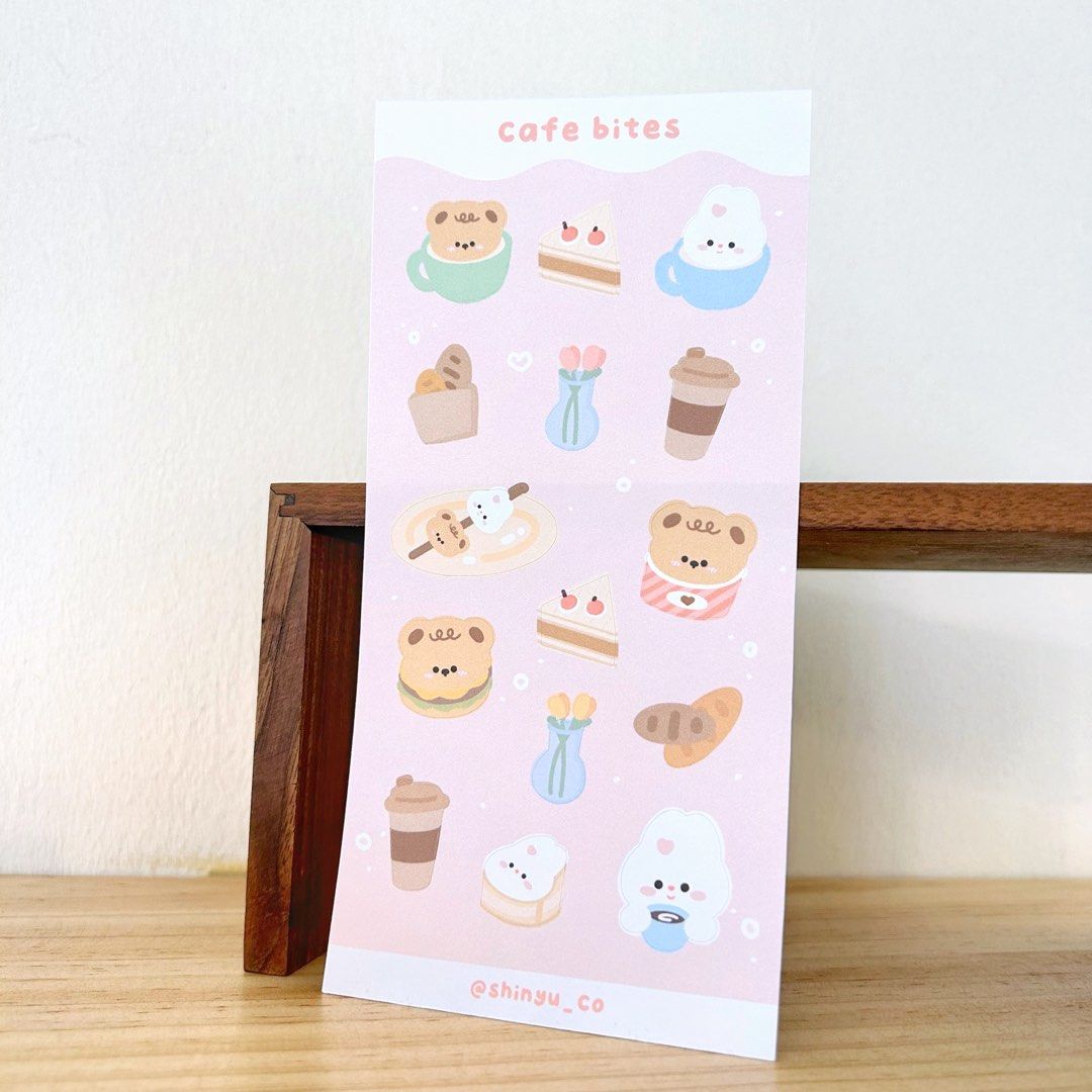 Cafe Bites Sticker Sheet, Hobbies & Toys, Stationery & Craft, Handmade ...