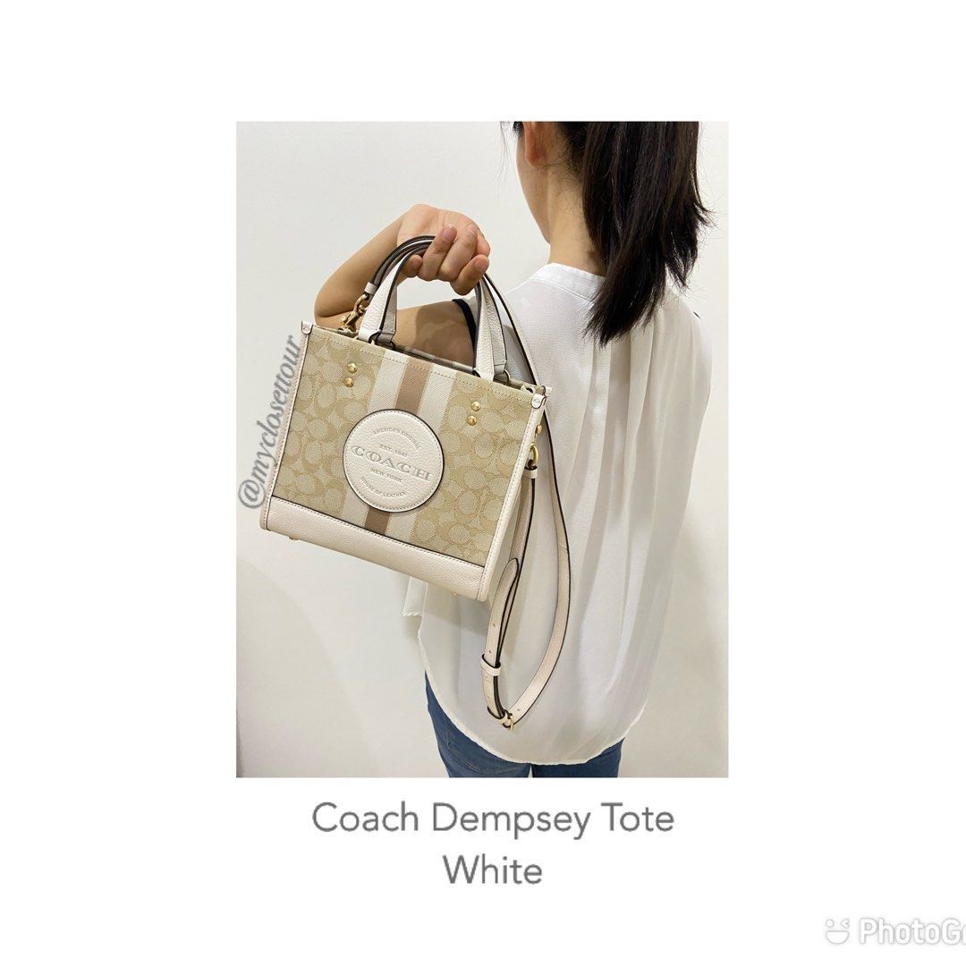 Coach dempsey tote bag white, Women's Fashion, Bags & Wallets, Tote ...