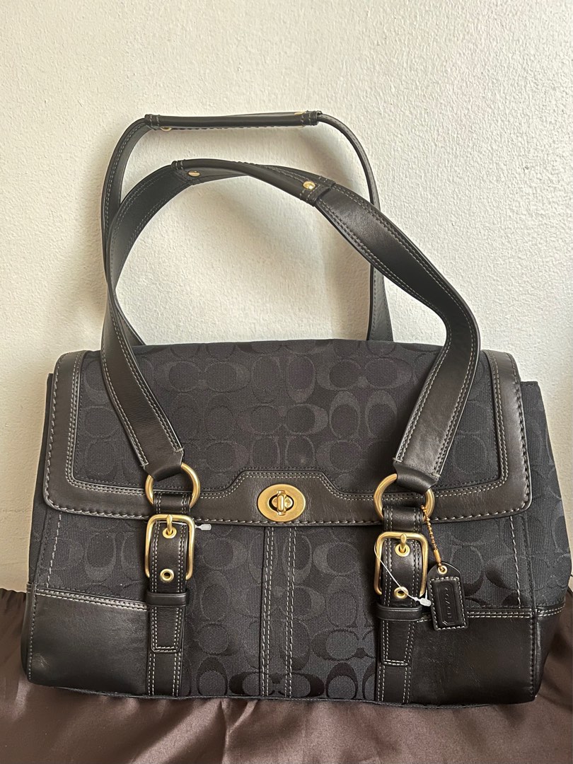 Coach Hamptons Collection Black Fabric & Leather Satchel, Luxury, Bags ...