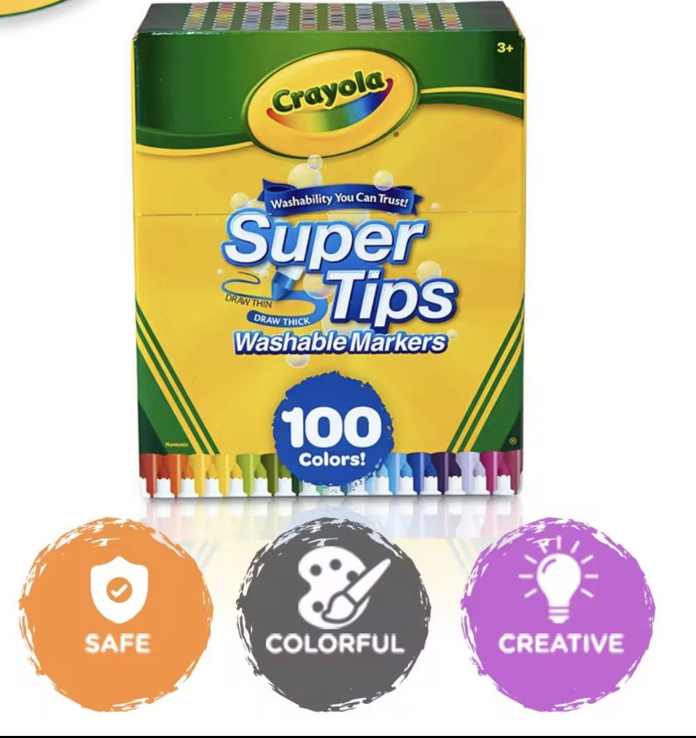 CrayolA Super Tips 100 colours, Hobbies & Toys, Stationery & Craft ...