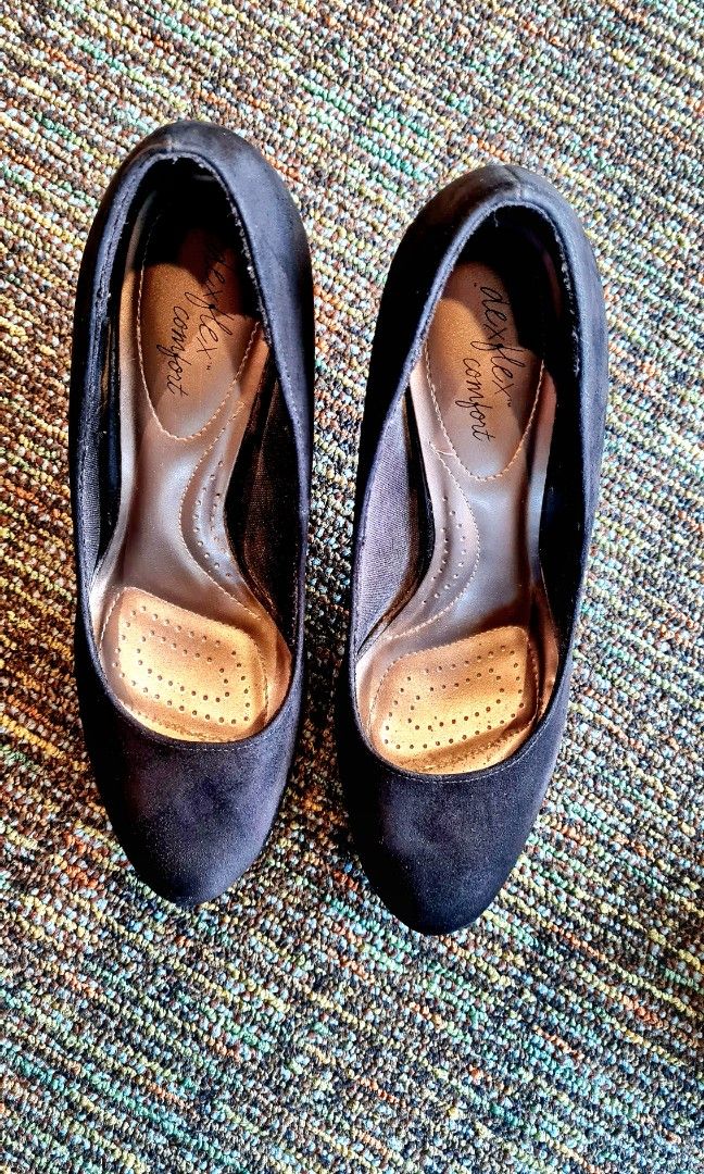 Deflex Comfort Black Felt Heels, Women's Fashion, Footwear, Heels on ...