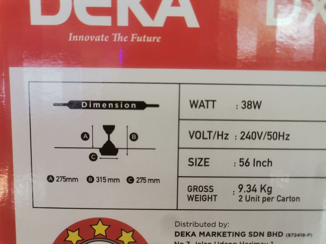 Deka Dx56 DC motor 56" Ceiling fan on Carousell