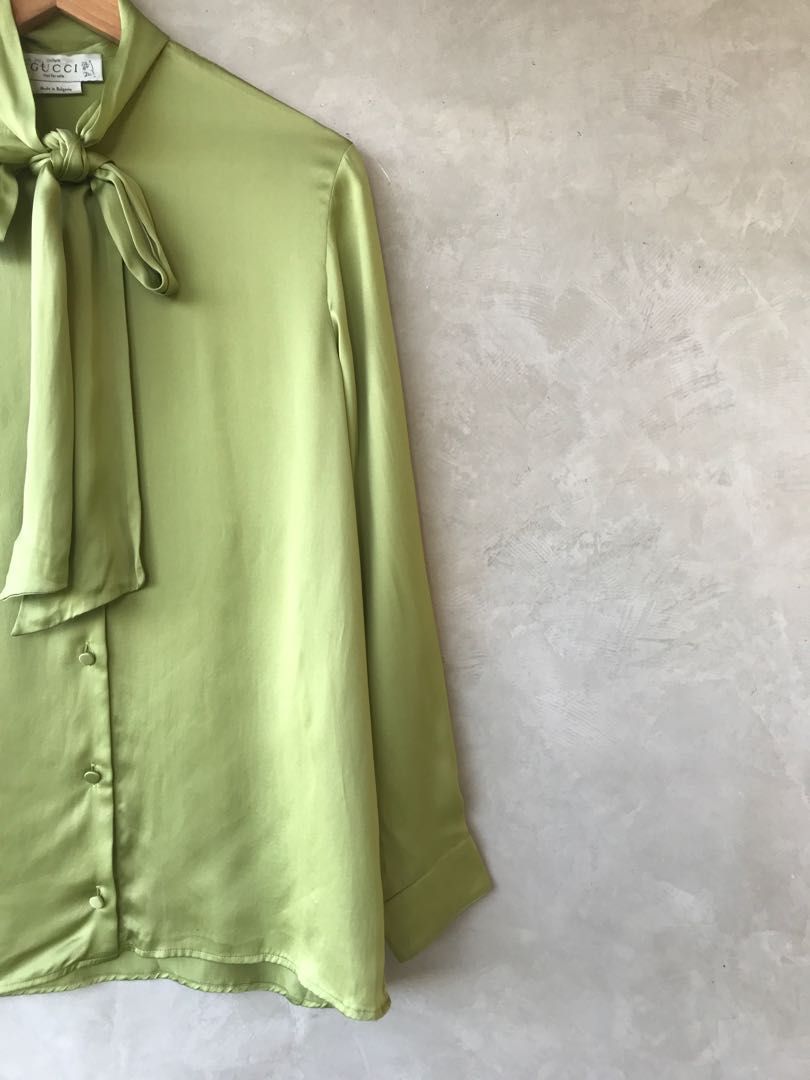 GUCCI UNIFORM SILK SATIN TIE NECK on Carousell