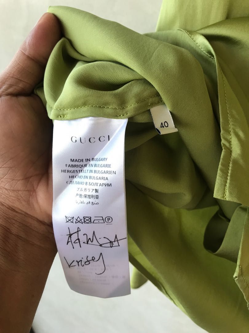 GUCCI UNIFORM SILK SATIN TIE NECK on Carousell